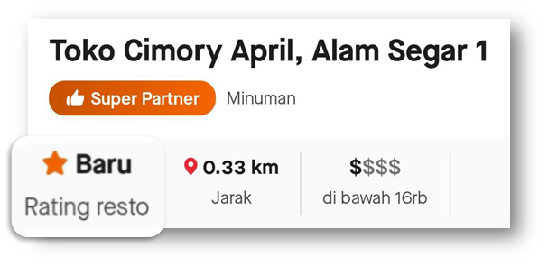 Rating restoran tidak muncul di aplikasi Gojek